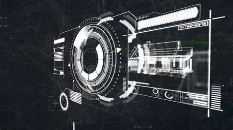 animation of screen with scope scanning with data processing stock