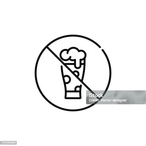 Pas De Symbole De Signe Dicône De Ligne Dalcool Isolé Sur Fond Blanc