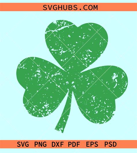 Grunge Clover Leaf Svg Grunge Shamrock Svg Clover Leaf Svg St