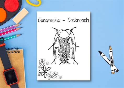 Cucaracha Cockroach Coloring Worksheet In Spanish Prechool Bugs