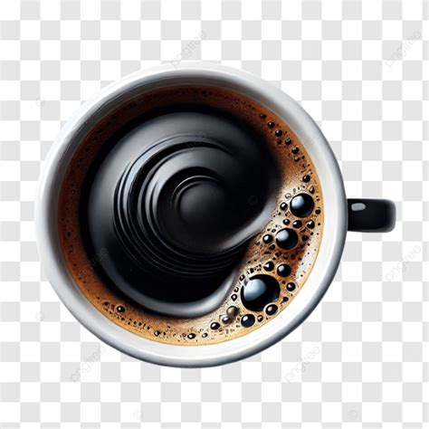 러버 테마 카페 컨셉에 딱 맞는 표면에 풍부한 향기와 눈에 보이는 거품이 있는 블랙 커피 컵의 상위 뷰 커피 표면의 거품 양조 커피 평면도 향기로운 블랙 커피 Png