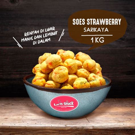 Jual Cream Soes Stroberi Sarikaya Snack Kiloan 1000gr Shopee Indonesia