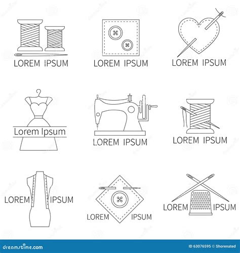 Sewing And Needlework Icons Stock Vector Illustration Of Line