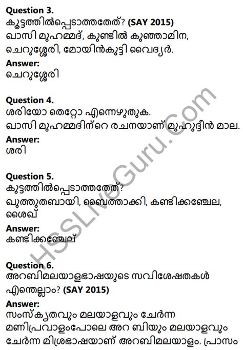 Plus One Malayalam Textbook Answers Unit 4 Chapter 3 Muhyadheen Mala