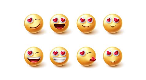 Ensemble De Vecteurs De Caractères Emojis Valentines Caractère Emoji