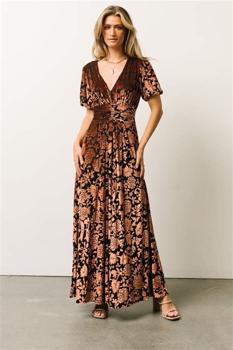 Leslie Velvet Maxi Dress Black Bronze Baltic Born