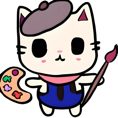 Artist Cat Kawaii Chibi Illustration · Creative Fabrica