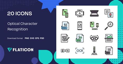 Optical Character Recognition Icon Pack Lineal Color 20 SVG Icons