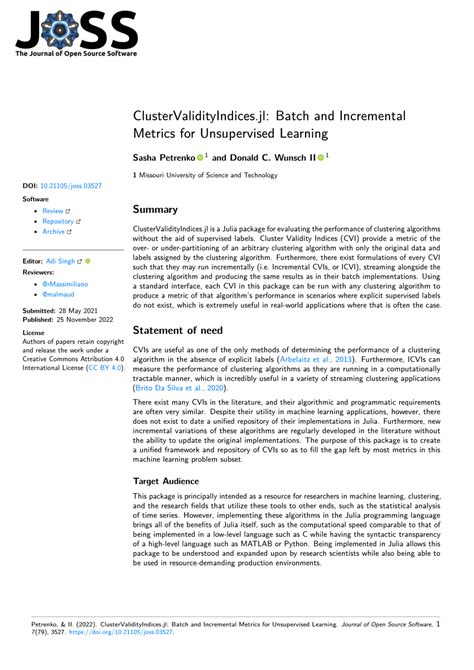 PDF ClusterValidityIndices Jl Batch And Incremental Metrics For