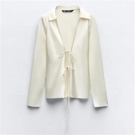 Zara Tops Zara Satin Effect Shirt With Ties Poshmark