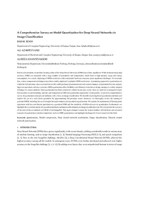 Pdf A Comprehensive Survey On Model Quantization For Deep Neural
