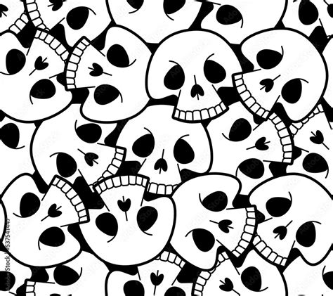 Skull Cartoon Pattern Seamless Funny Skeleton Background Bone Texture
