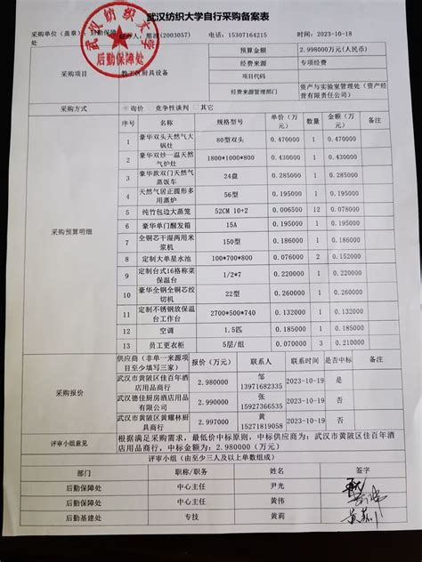 教工区厨具设备采购备案公示 后勤保障处