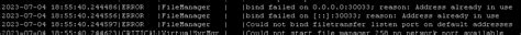 Server Stoped With Critical Could Not Start File Manager No