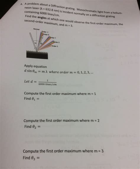 Solved 4 A Problem About A Diffraction Grating