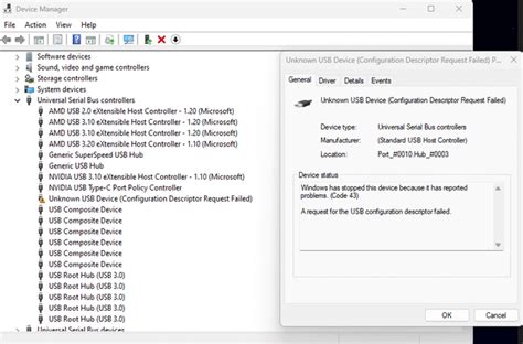 usb device unknown configuration descriptor request failed r windowshelp