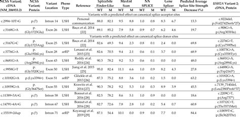 Non Canonical Splice Site Variants That Were Selected For A Minigene