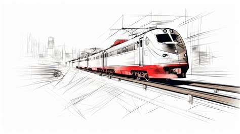 Minimalistic Cartoon Train Sketch On Rail Perspective Drawing Premium