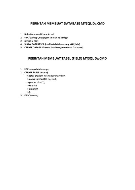 Konsep Dasarmysql Ddl Database Tabelpdf