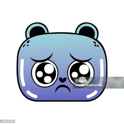 Vector Cartoon Cute Pleading Face Emoji Isolated Illustration Stock