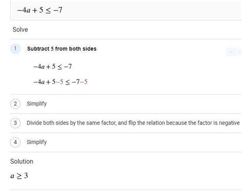 Free Solve The Inequality 4a 5 Leq 7
