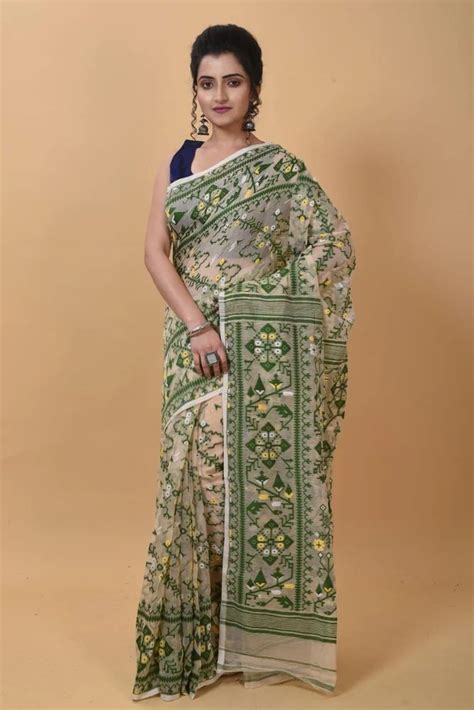Woven Designd Soft Dhakai Jamdani Saree Color Beige At ₹ 99900