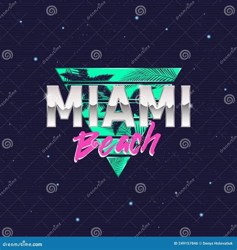 Miami Beach Retro Neon Logo Stock Illustration Illustration Of