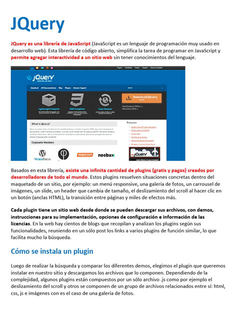 45 Qué Es Jquery Y Cómo Implementarlo Pdf Html J Query