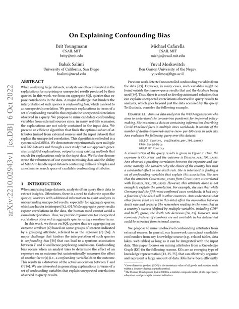 Pdf On Explaining Confounding Bias