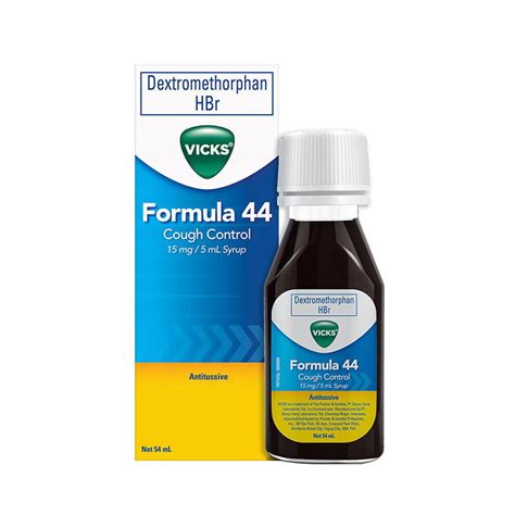 Vicks Formula 44 Cough Control Dextromethorphan 15mg 5ml Syrup 54ml