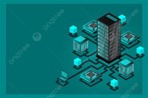 isometric map of business networking servers computers and devices