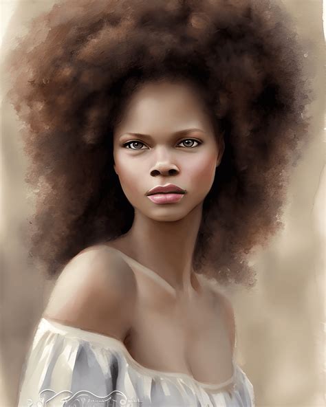 African Albino Woman In Elizabethian Boho Style With Dewy Skin