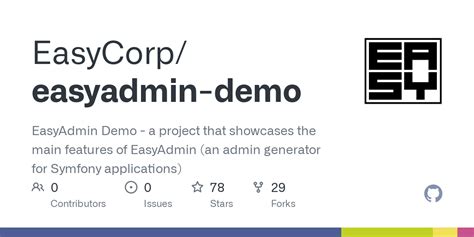 Github Easycorpeasyadmin Demo Easyadmin Demo A Project That Showcases The Main Features Of