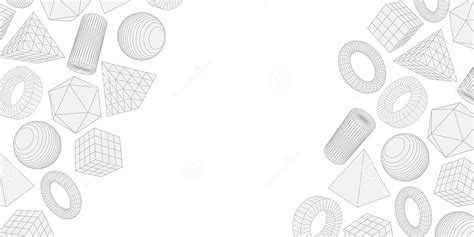 White Background Of Geometric Shapes Square Triangle Circle Linear Geometric Drawing Vector