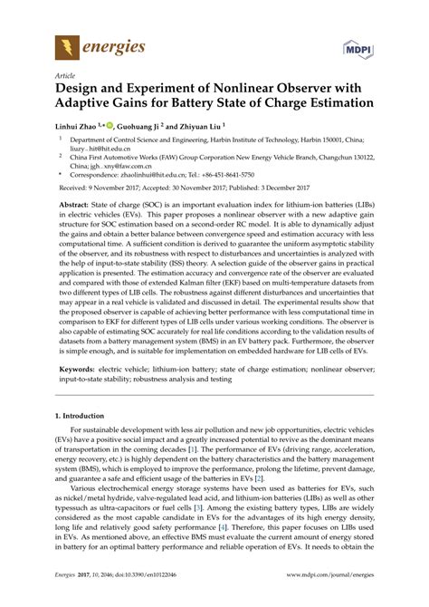 Pdf Design And Experiment Of Nonlinear Observer With Adaptive Gains