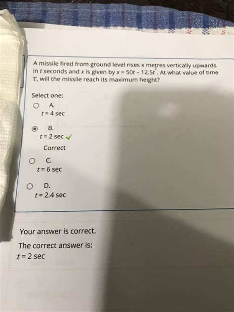 Solved A Missile Fired From Ground Level Rises X Metres