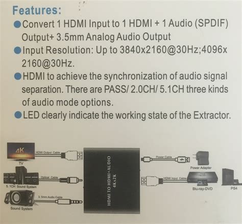 Hdmi в Hdmi аудио Spdif 35 Jack с питанием от Usb