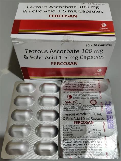 Ferrous Ascorbate Folic Acid Capsules At Rs 200 Stripe Ferrous Ascorbate Tablet In New Delhi