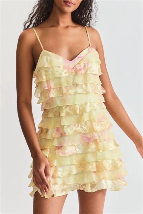 Loveshackfancy Agrace Mini Dress In Yellow Melon Lyst
