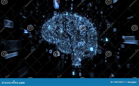 Blue Digital Brain Concept Computer Circuit With Binary Code Stock Illustration Illustration