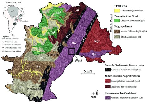 Mapa Geológico Simplificado Do Município De Campinas Com Os Quatro