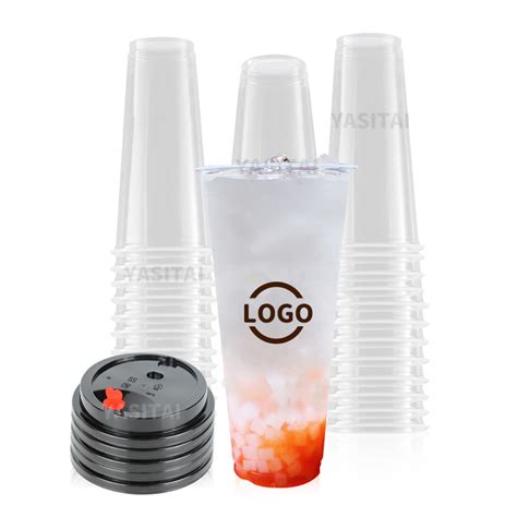 Ice Cream Cold Drink Disposable Plastic Sealed Pp Cup With Straws Lids Logo Printed Cups Milk