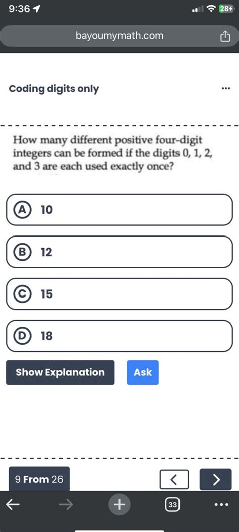 Get Answer 936 284 Coding Digits Only •• How Many Different Positive Four