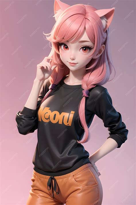 Premium Ai Image Japanese Anime Cosplay Beautiful Cat Girl Character