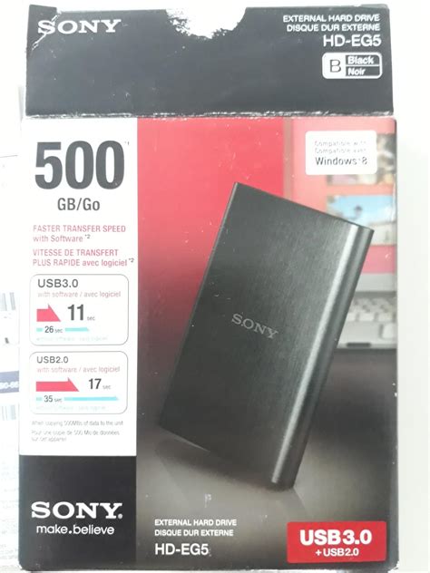 Sony External Hard Drive Hd Eg5 500gb Usb 30 And Usb 20 Computers