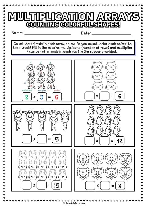 Rectangular Array Worksheets Free Easy Arrays Worksheets For Ages 5 9
