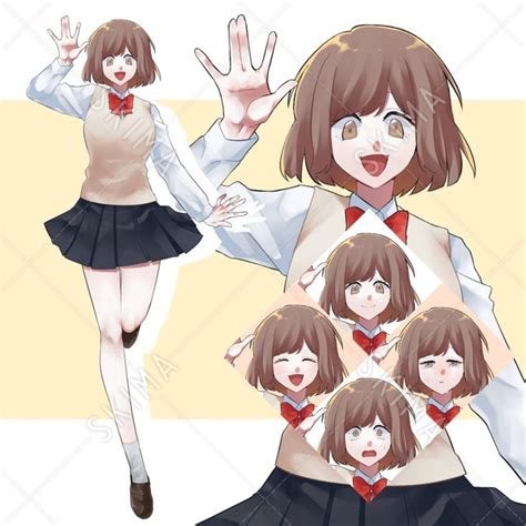 制服姿の女の子：表情差分6種 スキマ イラスト依頼・キャラ販売ならskima