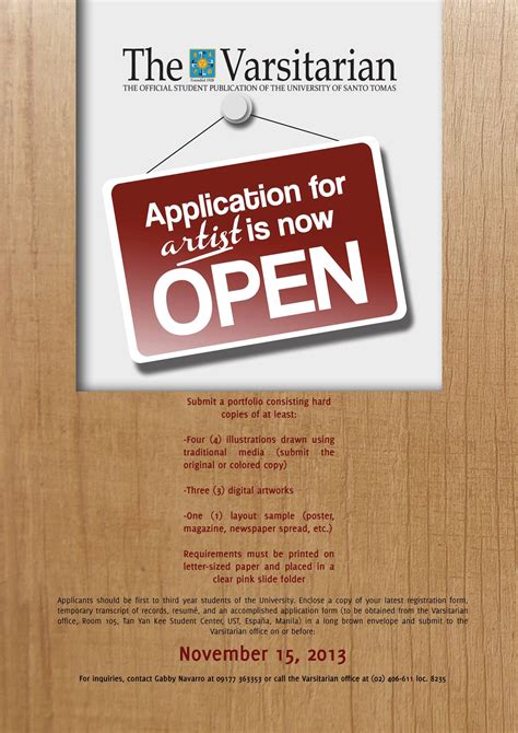 The Varsitarian Application For Artist Is Now Open Submit A