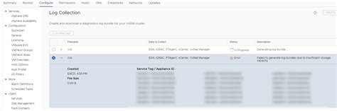 VxRail Cluster Failed To Generate Log Bundles Due To Insufficient Storage Capacity SystemFixes