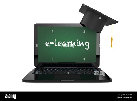 Concept De Formation En Ligne Chapeau De Graduation Sur Ordinateur